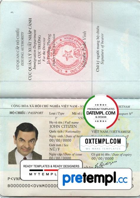 Vietnam Passport Example In Psd Format Fully Editable Pretempl