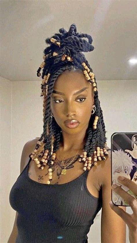 Afro Braids With Beads Bead Hairstyle Black Women Twist With Beads