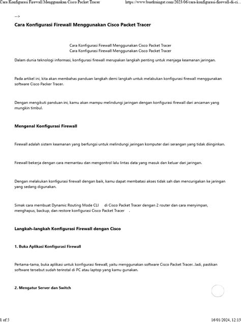 Cara Konfigurasi Firewall Menggunakan Cisco Packet Tracer Pdf
