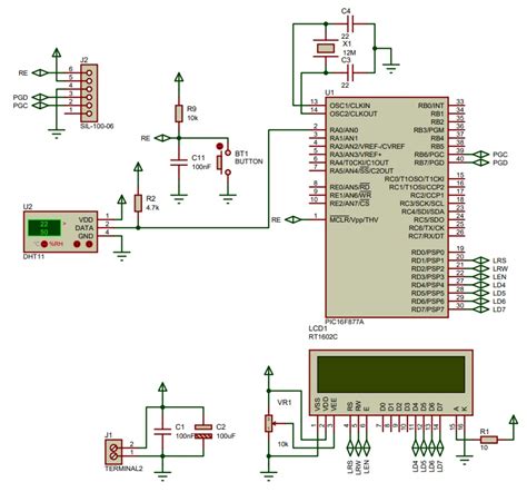 Linh Kiện Mạch In đồng Hồ đo Nhiệt độ độ ẩm Pic16f877a Dht11 Hiển Thị Lcd Ldnam Điện Tử Ldnam