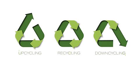 재활용 업사이클링 다운사이클링 표지판입니다 지속 가능한 생태와 환경 제로 웨이스트 페이퍼 컷 스타일 벡터 일러스트 레이 션입니다 업사이클링에 대한 스톡 벡터 아트 및 기타