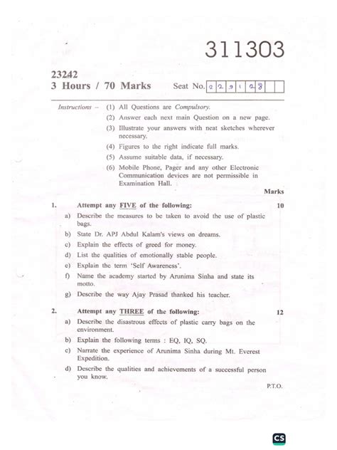Msbte English K Que Paper S 24 With Model Ans Cum Marking Scheme Pdf
