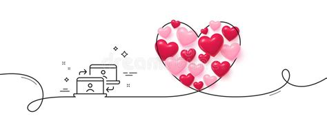 Outsource Work Line Icon Job At Home Sign Continuous Line Big Heart Vector Stock Vector