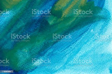 밝은 파란색과 노란색 다채로운 수채화 추상 벡터 배경입니다 손으로 그린 하늘 색과 녹색 브러시 스트로크 거친에 대한 스톡 벡터 아트 및 기타 이미지 Istock