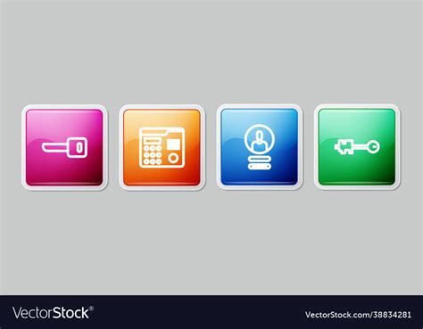 Set Line Key House Intercom System Create Vector Image