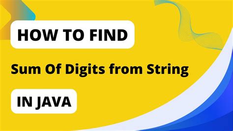 How To Find Sum Of Digits From String Coding Skills Youtube