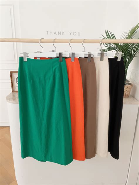 땡큐 [땡큐]윈저 뒷밴딩 린넨 H라인 롱 스커트 5color F 511