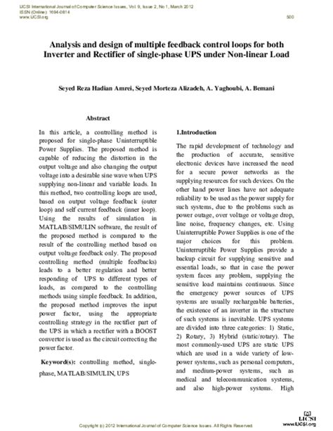 Pdf Analysis And Design Of Multiple Feedback Control Loops For Both Inverter And Rectifier Of