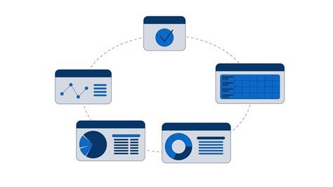 Interconnected Circular Business Dashboard Workflow 2d Objects