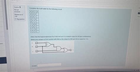 Solved Complete The Truth Table For The Following Circuit Chegg