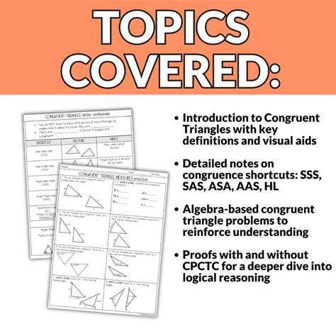Congruent Triangles With Proofs Notes And Worksheets 9th 12th Grade