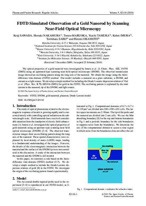 Pdf Fdtd Simulated Observation Of A Gold Nanorod By Scanning Near Field Optical Microscopy