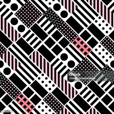 Decorative Geometric Shapes Tiling Monochrome Irregular Pattern Abstract Background Artistic