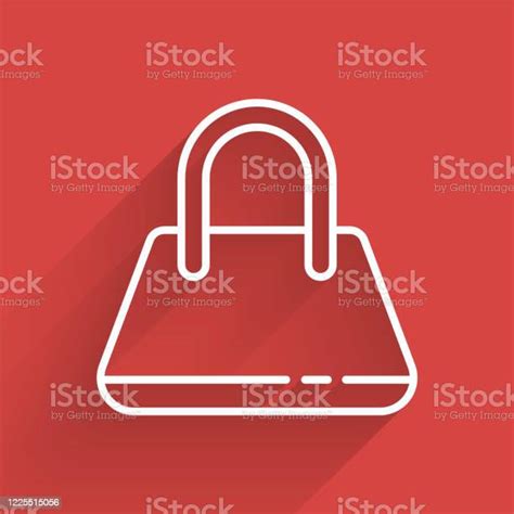 긴 그림자로 격리 된 흰색 라인 핸드백 아이콘입니다 여성 핸드백 사인입니다 글래머 캐주얼 수하물 기호 벡터 일러스트레이션 0명에 대한 스톡 벡터 아트 및 기타 이미지