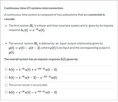 Solved Continuous Time Lti Systems Interconnection A