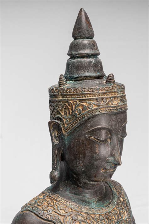 Buddha Sculpture Antique Khmer Style Wood Seated Buddha Statue Dhyan