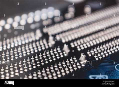 Motherboard Backside Close Up With Pin Contacts Desktop Pc Computer Technology Hardware