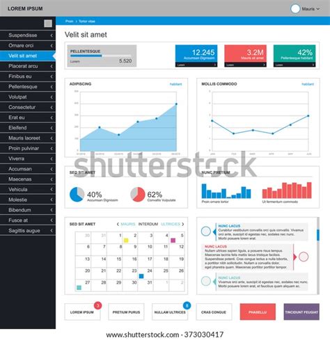 Admin Dashboard Template Design Stock Vector Royalty Free 373030417