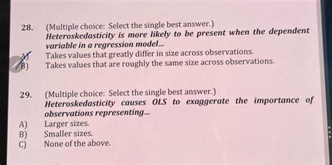 Solved 28 Multiple Choice Select The Single Best Answer Chegg Com