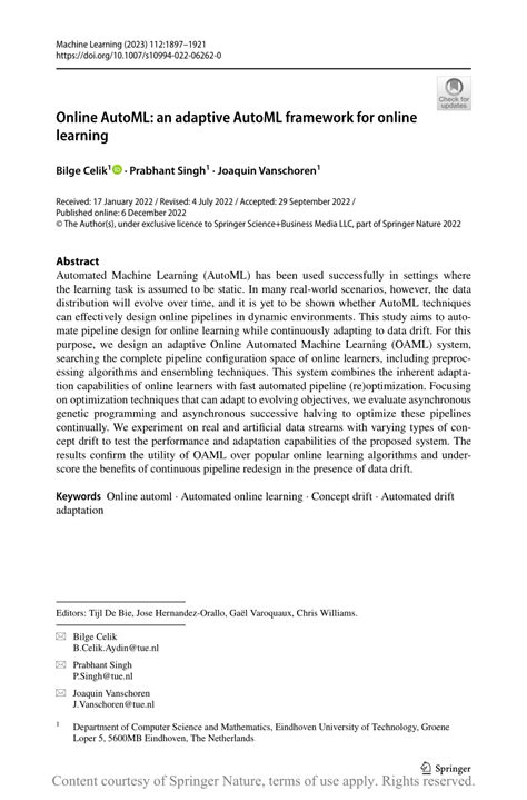Online Automl An Adaptive Automl Framework For Online Learning