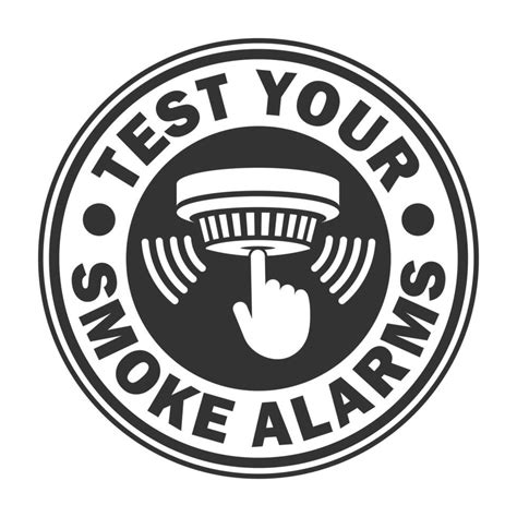 Test Your Smoke Alarms Circle Badge Smoke Detector Icon Symbol Fire