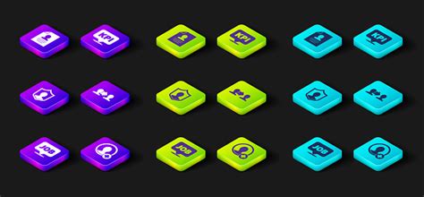 작업으로 음성 거품을 설정 계정 화면 만들기 사용자 보호 프로젝트 팀 베이스 키 성능 표시기 및 이력서 아이콘 벡터 3차원