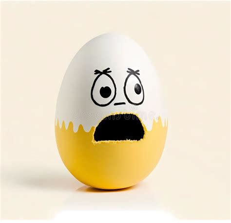 Funny Easter Egg With Emotion Isolated On White Stock Illustration