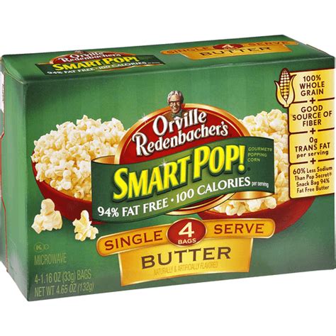 Orville Redenbachers Smartpop Butter Single Serve Microwave Gourmet Popping Corn Bags 4 Ct