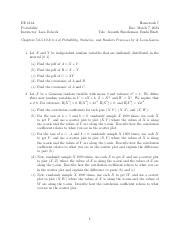 Probability Random Variables Homework Analysis Course Hero