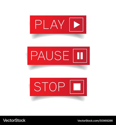 Play Pause Stop Web Button Set Royalty Free Vector Image