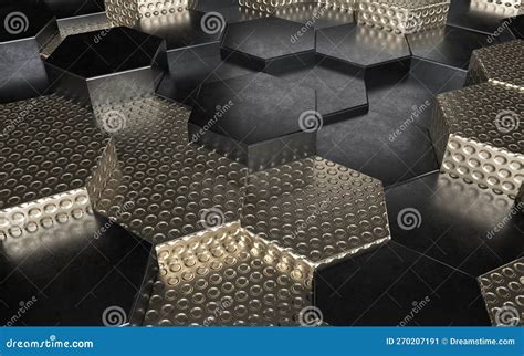 3d Metal Displaced Exploded Background With Red Glow Stock Illustration