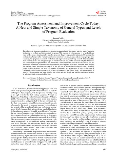 PDF The Program Assessment And Improvement Cycle Today A New And Simple Taxonomy Of General