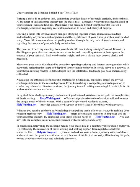 Thesis Title Meaning Pdf Thesis