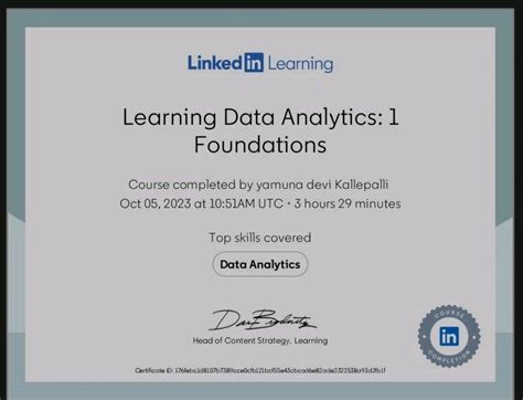 My Certificate On Data Analytics By Techsaksham Yamuna Devi Kallepalli Posted On The Topic