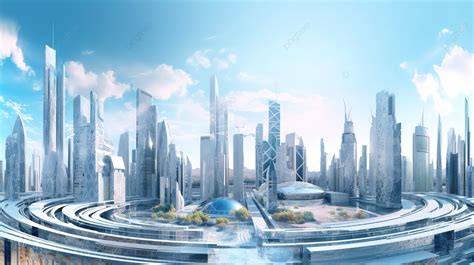 미래형 스마트 도시 경관의 혁신적인 3d 렌더링 3d 기술 기술 개념 디지털 초록 배경 일러스트 및 사진 무료 다운로드