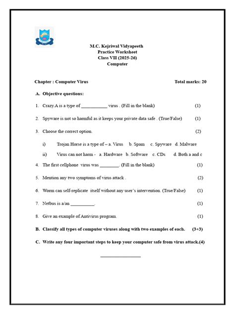 Practice Paper For Class 7 Computer Pdf
