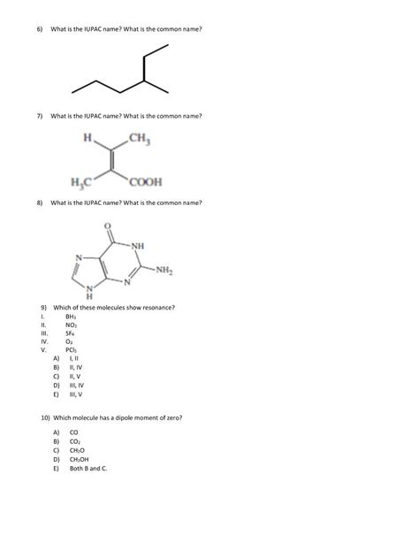 Solved 6 What Is The IUPAC Name What Is The Common Name Chegg Com