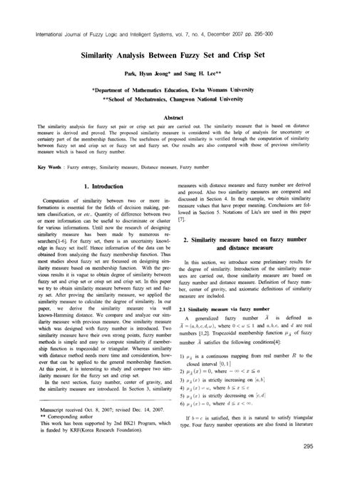 Pdf Similarity Analysis Between Fuzzy Set And Crisp Set
