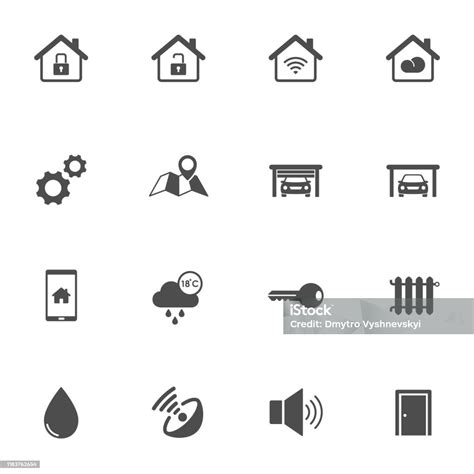 스마트 홈 기술 실루엣 벡터 아이콘 흰색 배경에 격리 스마트 하우스 자동화 제어 시스템 기호 웹 모바일 앱 및 Ui 디자인을 위한 최신 인포그래픽 아이콘 가정 생활에 대한