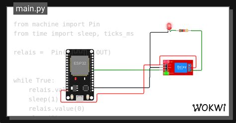 Relais Sturen Met Esp32 En Micropython Wokwi Esp32 Stm32 Arduino