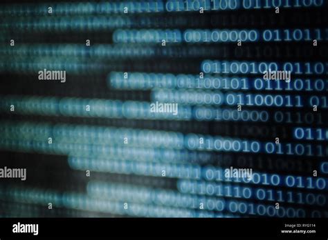 Digital Data Transfer One And Zero Binary Data Matrix Flowing Side Way