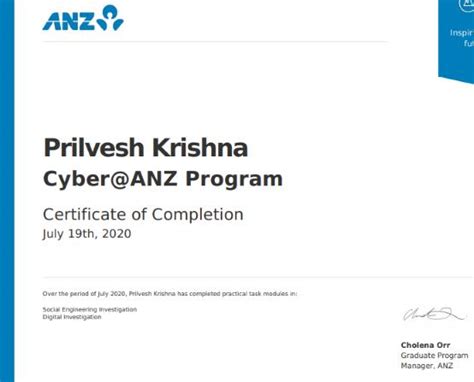 Prilvesh K On Linkedin Great Experience With Anz Australias Program