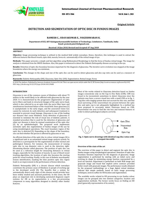 Pdf Detection And Segmentation Of Optic Disc In Fundus Images