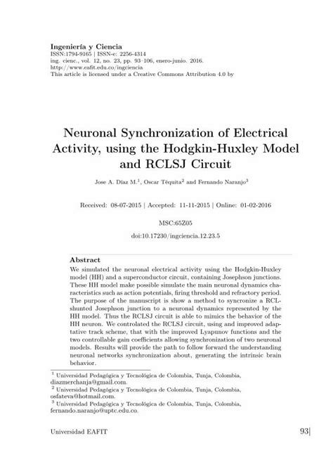 Pdf Neuronal Synchronization Of Electrical Activity Using The