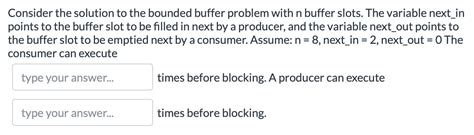 Solved Consider The Solution To The Bounded Buffer Problem