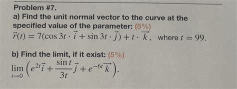 Solved Problem 7 A ﻿find The Unit Normal Vector To The