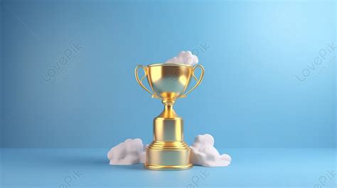 3d 렌더링된 웹 페이지 황금 트로피 컵과 구름이 있는 파란색 배경 트로피 배경 메달 배경 로피 배경 이미지 Hd 트로피 메달 로피 배경 사진 무료 다운로드