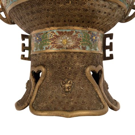 Antique Chinese Qing Dynasty Bronze Cloisonne Enamel Censer Insence