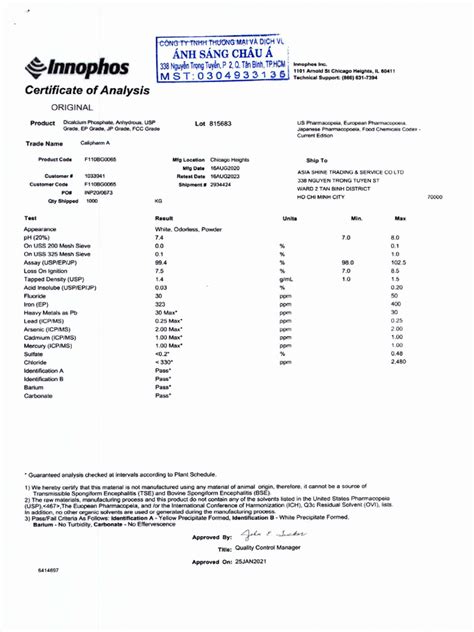 Coa Md0821 Pdf Chemistry Chemical Substances