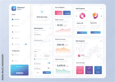 Infographic Dashboard Ui Ux Design With Graphs Charts And Diagrams